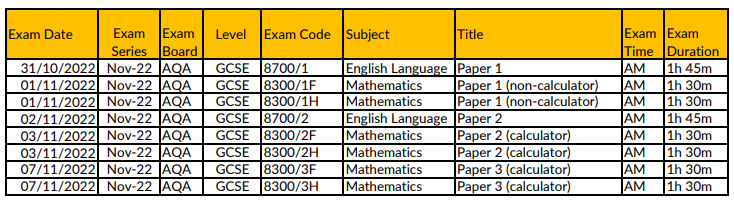 Resit Timetable | Heckmondwike Grammar School